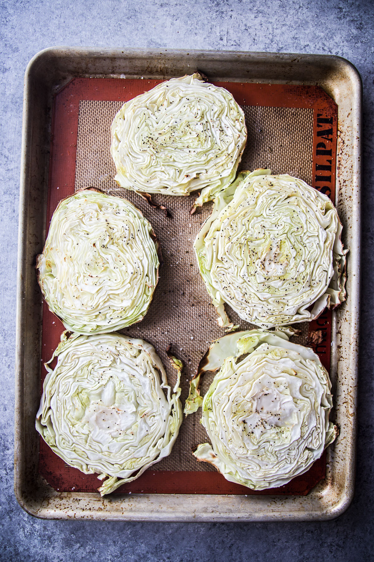 sheet pan cabbage burger