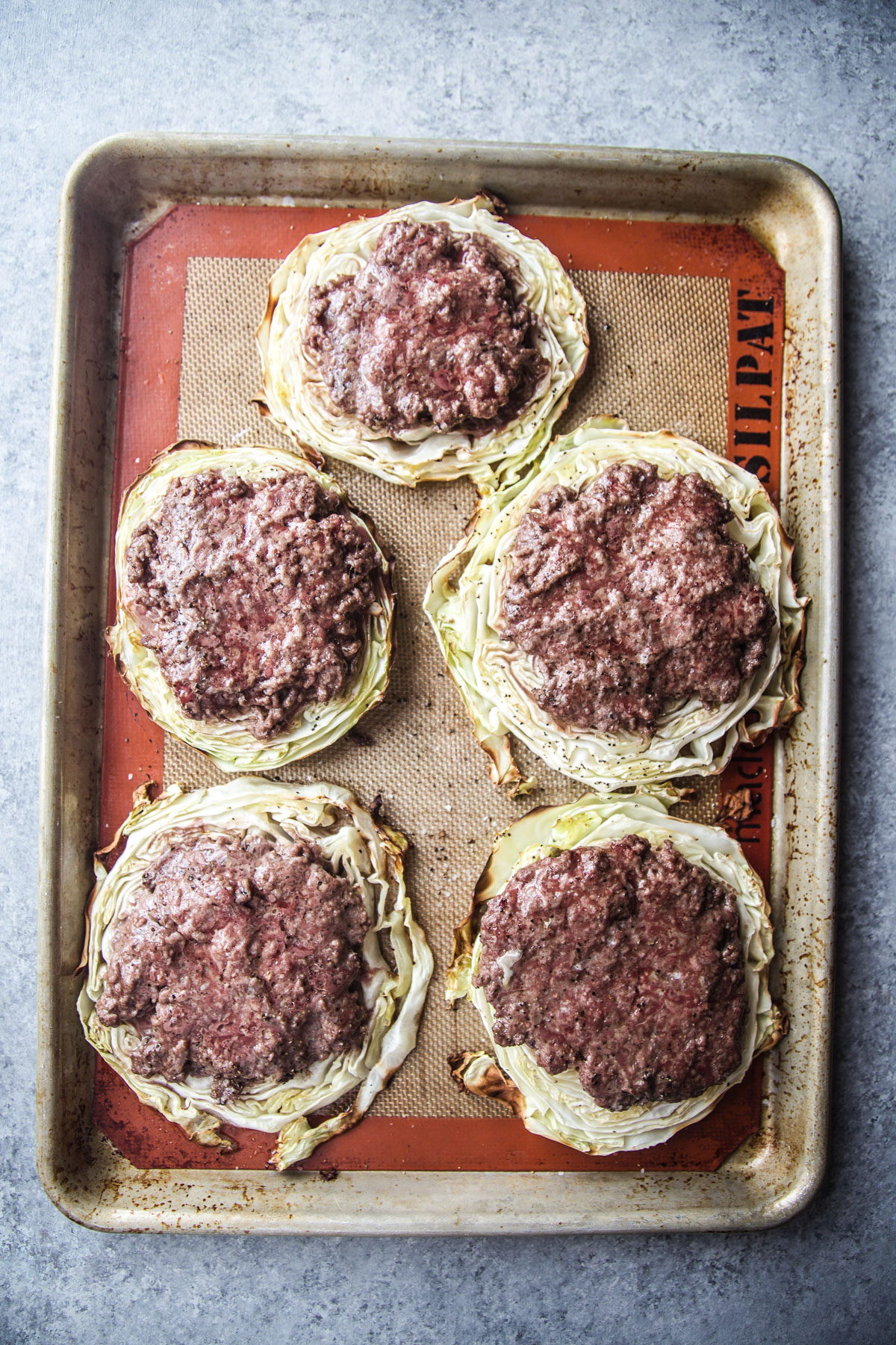 sheet pan cabbage burger