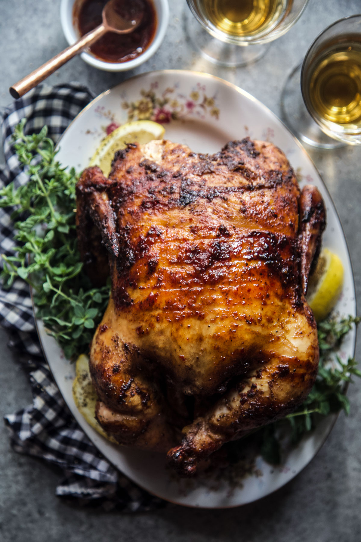 Aleppo Pepper Roast Chicken with Harissa Honey Glaze